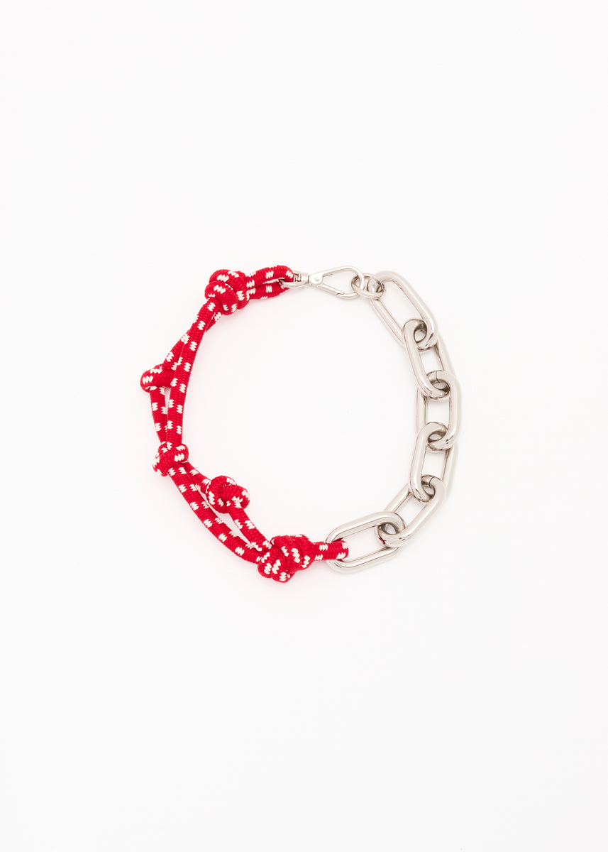 Red knotted cord chain necklace - Plan C
