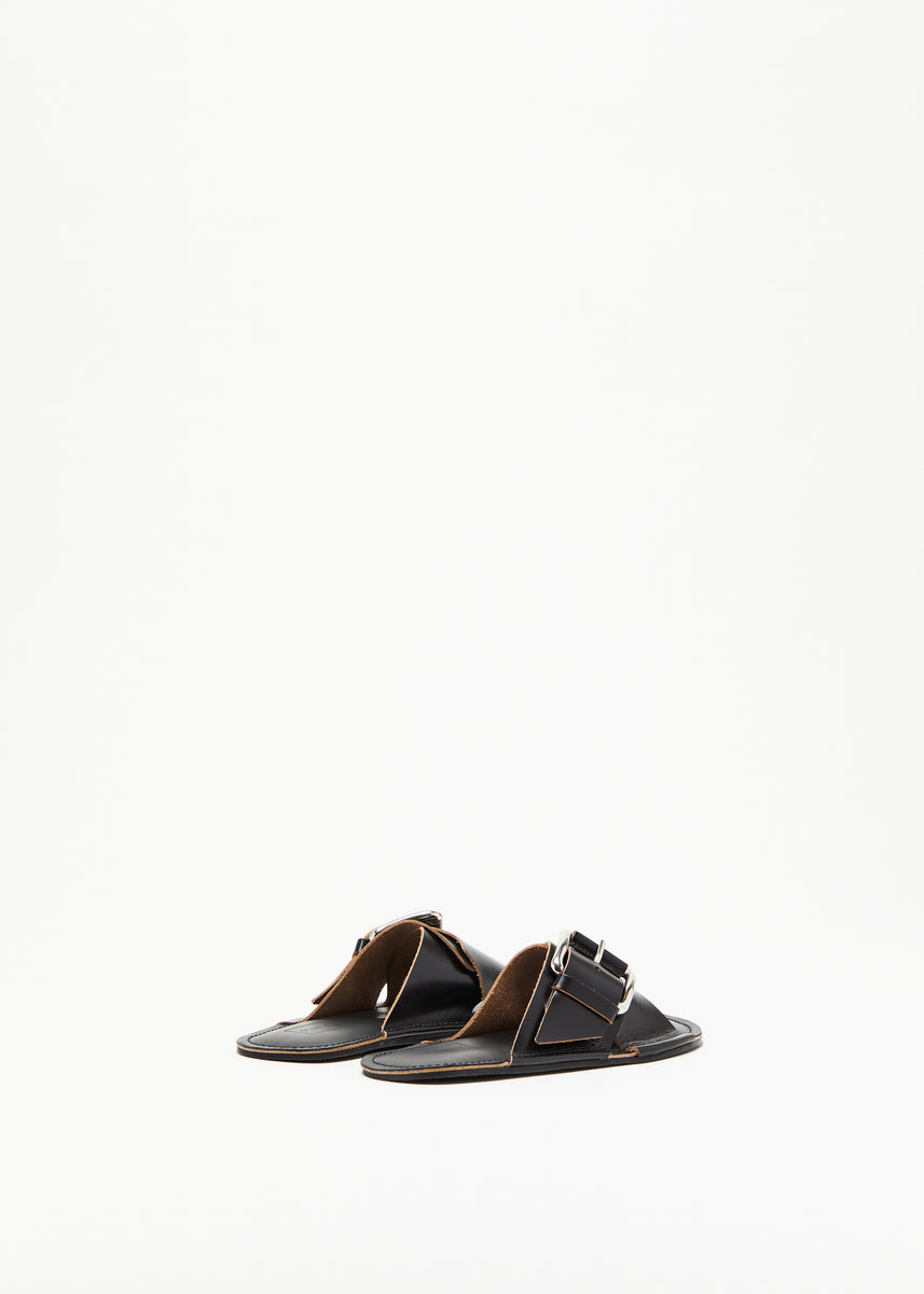 Black cross strap leather Sandals - Plan C